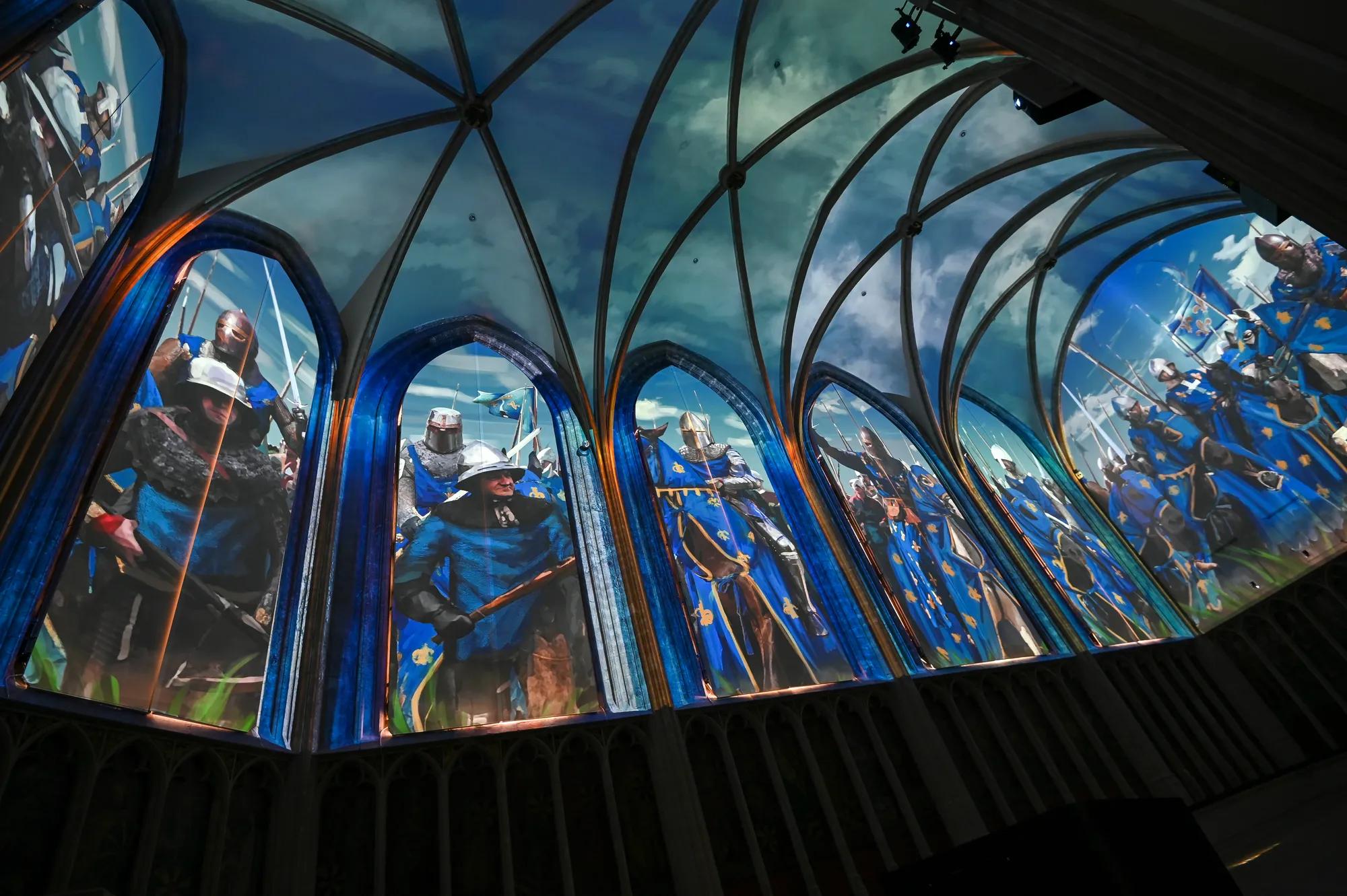Stained glass windows tell the story of the Battle of the Golden Spurs ...